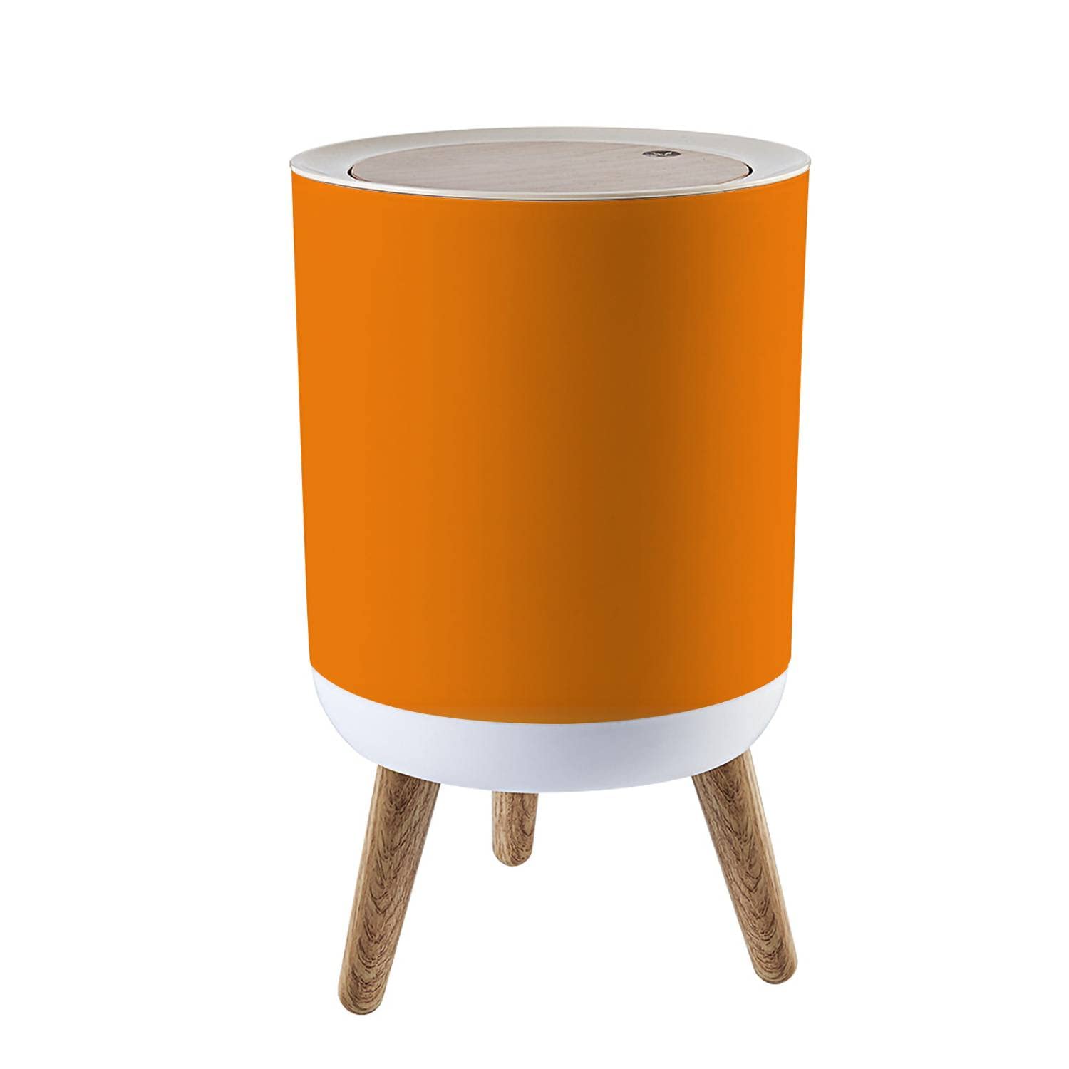 LGCZNWDFHTZ Small Trash Can with Lid for Bathroom Kitchen Office Diaper Safety Orange Solid Color Plain Color Empty Space Copy Space Bedroom Garbage Trash Bin Dog Proof Waste Basket Cute Decorative