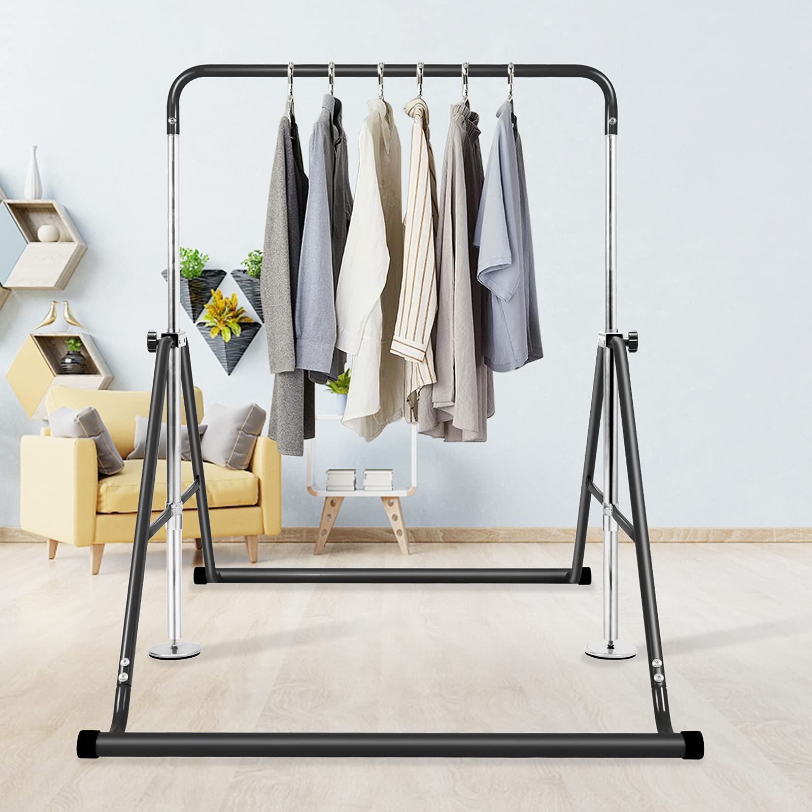 BangTong&Li Gymnastics Bar for Kids Height Adjustable Horizontal Bar Folding Gymnastics Junior Training Bar for Home Gymnastics Equipment (Black)