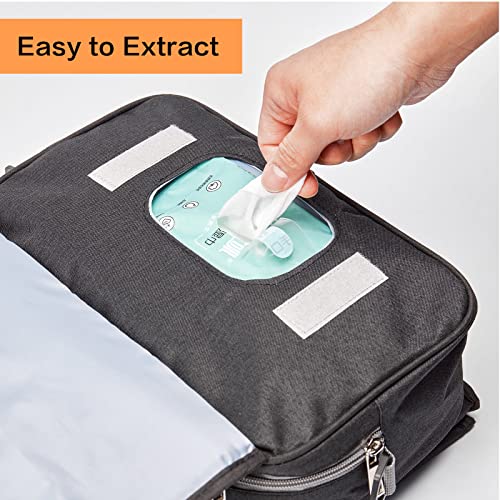 MOMIGO Baby Diaper Caddy Bag with Changing Pad - Waterproof Changing Bag Baby Stroller Bag Nursery Storage Bin for Diapers, Wipes & Toys Mini Diaper Bag for Outdoor(Black