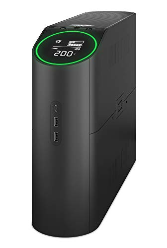 APC Gaming UPS, 1500VA Sine Wave UPS Battery Backup with AVR and (3) USB Charger Ports, BGM1500B, Back-UPS Pro Uninterruptible Power Supply, Midnight