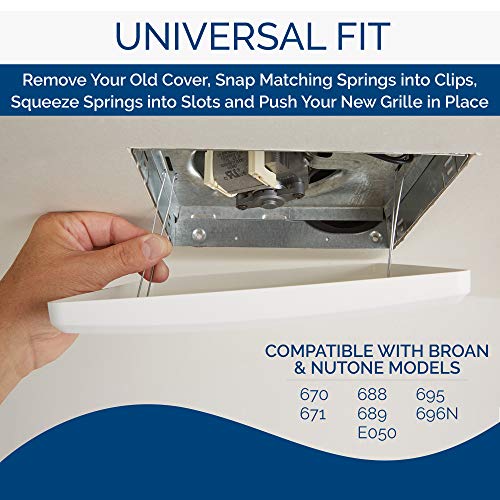 Broan-NuTone FGR101S Replacement Square Bathroom Ventilation Exhaust Fan Grille Cover, White
