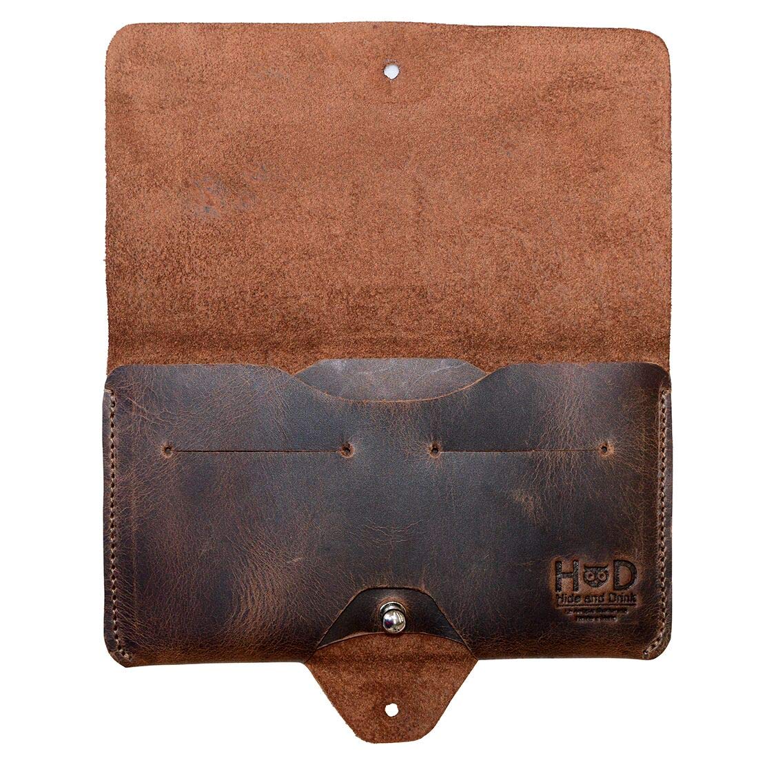 Hide & Drink, Leather Wallet, Holds Up to 4 Cards Plus Flat Bills & Coins/Pouch/Case/Purse/Cash, Handmade :: Bourbon Brown