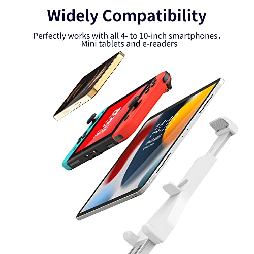 Flexible Cell Phone Holder Stand,with A Rotating Aluminum Base and Mount Clamp,Compatible with 4-10'' Device iPhone X Xs 11 12 13 Pro Max XR SE/iPad/Kindle,Used for Desktop,Bed,Couch(Silver)