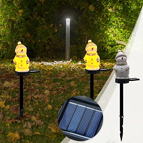 Solar LED Christmas Garden Lawns Snowman Plug Lights,Waterproof Courtyard Solar Stake Decorations Light,Solar Garden Light,Christmas Party Home Outdoor Landscape Pathway Lighting Ornaments
