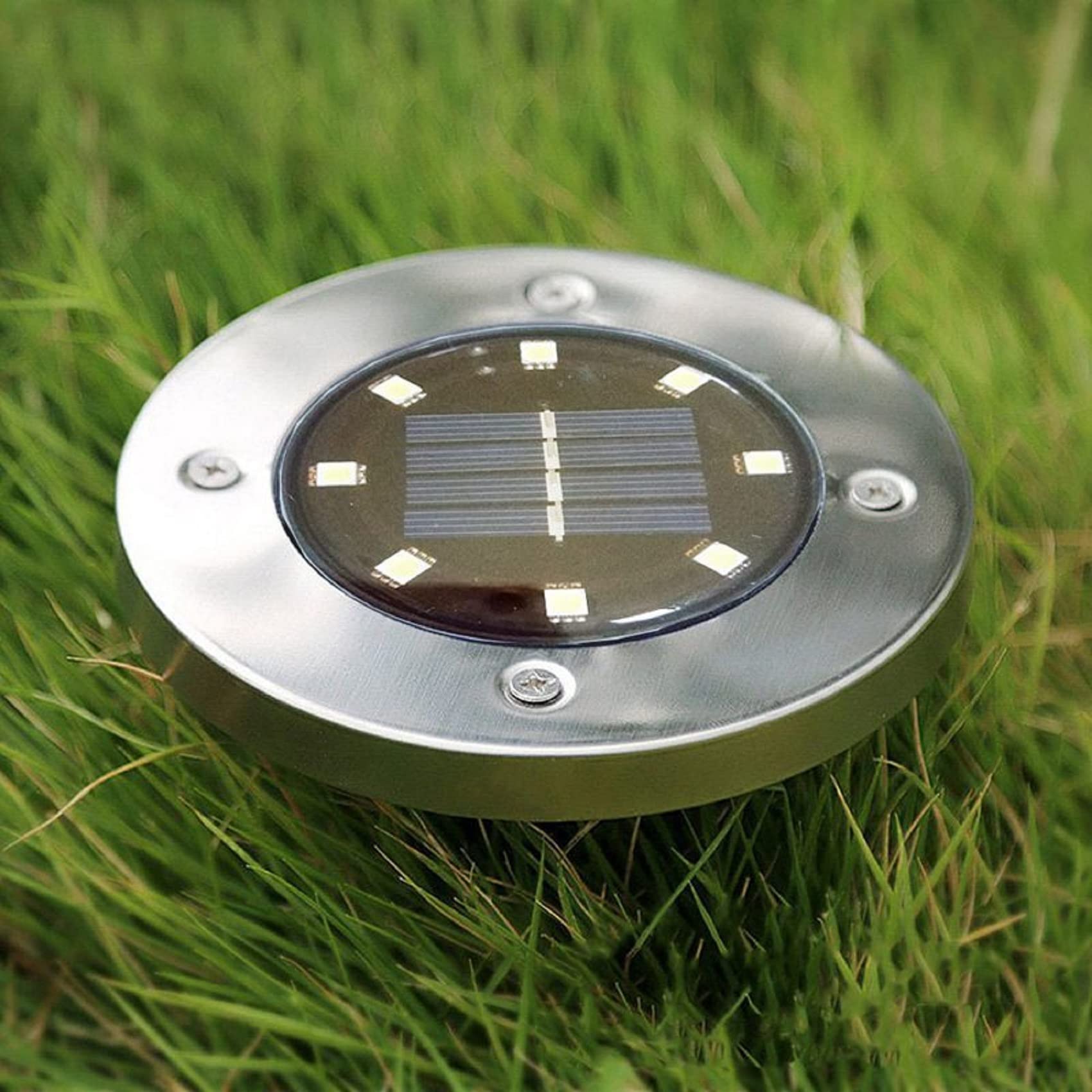 Solar Powered Ground Light Outdoor Waterproof Garden Pathway Lights with 8 LEDs, Walkway Lights for Home, Yard, Driveway, Lawn, 1Pack