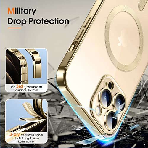 DOSNTO Magnetic Clear for iPhone 12 Pro Case with MagSafe [Integrated Camera Glass] [Original iPhone Exterior] Silicone Cover Slim Thin [Non-Yellowing] Anti-Fingerprint Scratch Wireless Charging