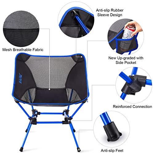 G4Free 2Pcs Folding Camping Chairs, Ultralight Compact Backpacking Folding Chairs Lawn Chairs Heavy Duty 330lbs with Side Pockets Packable for Outdoor Camp Travel Beach Picnic Travel Hiking Orange