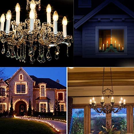 Supernoor 25 Pack Clear Torpedo Tip Replacement Bulbs,7 Watts Replacement Light Bulbs C26 Window Candle Bulbs,Electric Candle Light Bulbs,Chandeliers Clear Incandescent E12 Candelabra Base 120V Bulbs