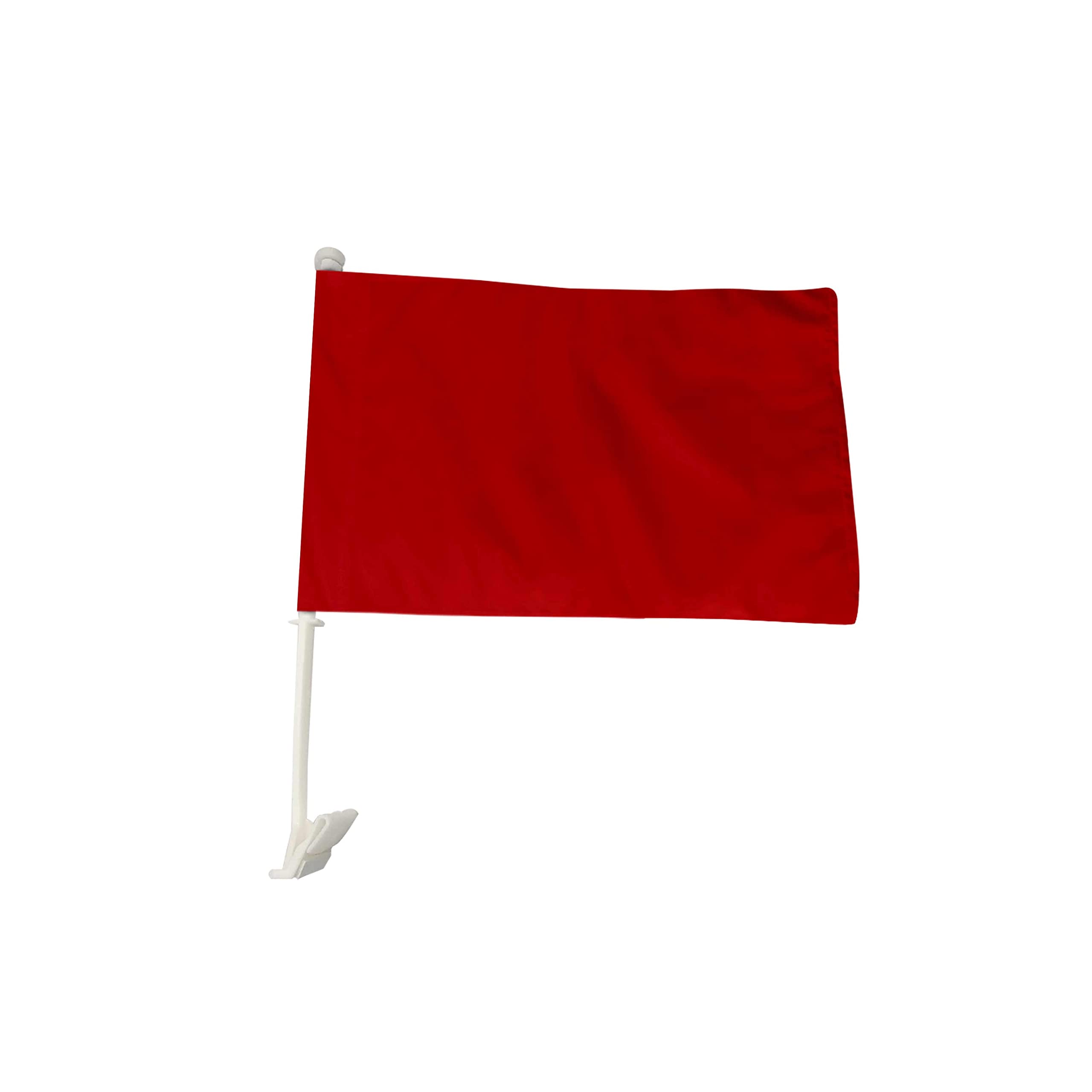 Solid Red Car Window Clip Flag Fade Resistant Vehicle for Patriotic, Sports Events, Parades - Premium - Double Side Printing (Pack of 100)