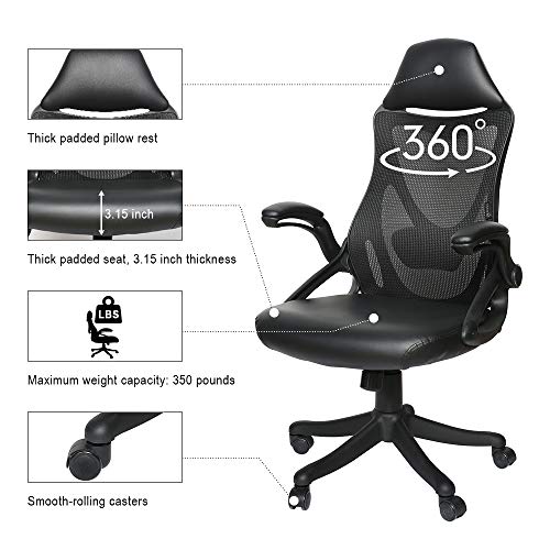 Ergonomic Home Office Desk Chair β Computer Mesh Adjustable Task Swivel Tilt Tension Armless Cushion Mid-Fiber Mesh Lumbar Support (Black D03(2))