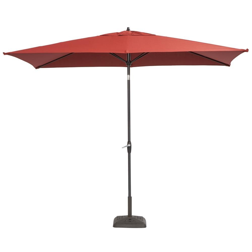 Hampton Bay 10 ft. x 6 ft. Aluminum Patio Umbrella with Push-Button Tilt (Chili)