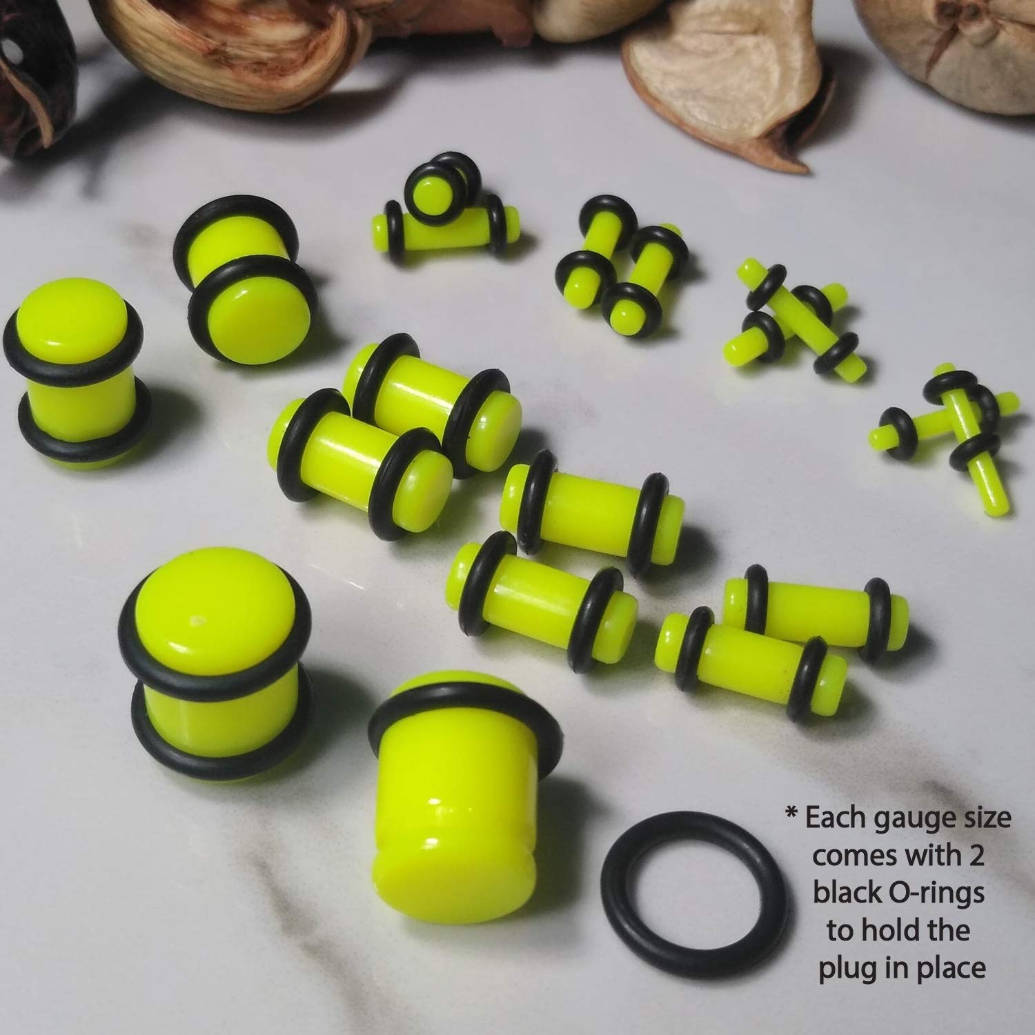 BodyJ4You 18PC Plug Kit Ear Stretching Gauges 14G-00G Brown Acrylic Expander Jewelry Set