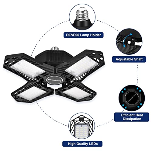 COAECJ E26/E27 Base Led Shop Light, Garage Lights Ceiling Led Shop Ligthts, Deformable Garage Lights Ceiling LED Shop Light for Workshop Workbench Attic Basement (Size : 8 Pack)
