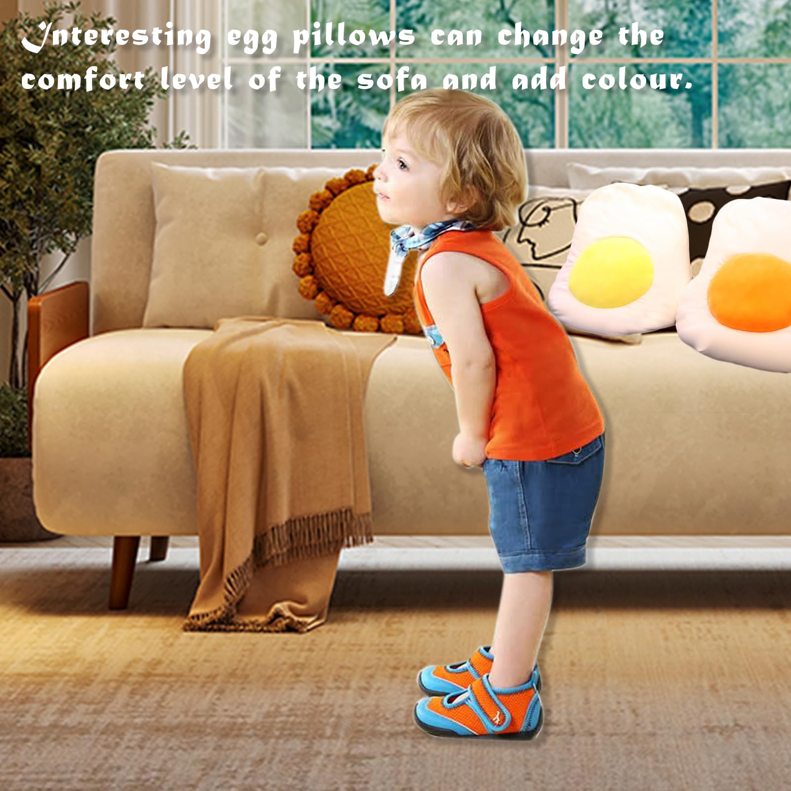 CHELEI2019 11.8" Egg Stuffed Animal Cute Yellow Egg Shape Cushion Plush Pillow Gifts for Kids