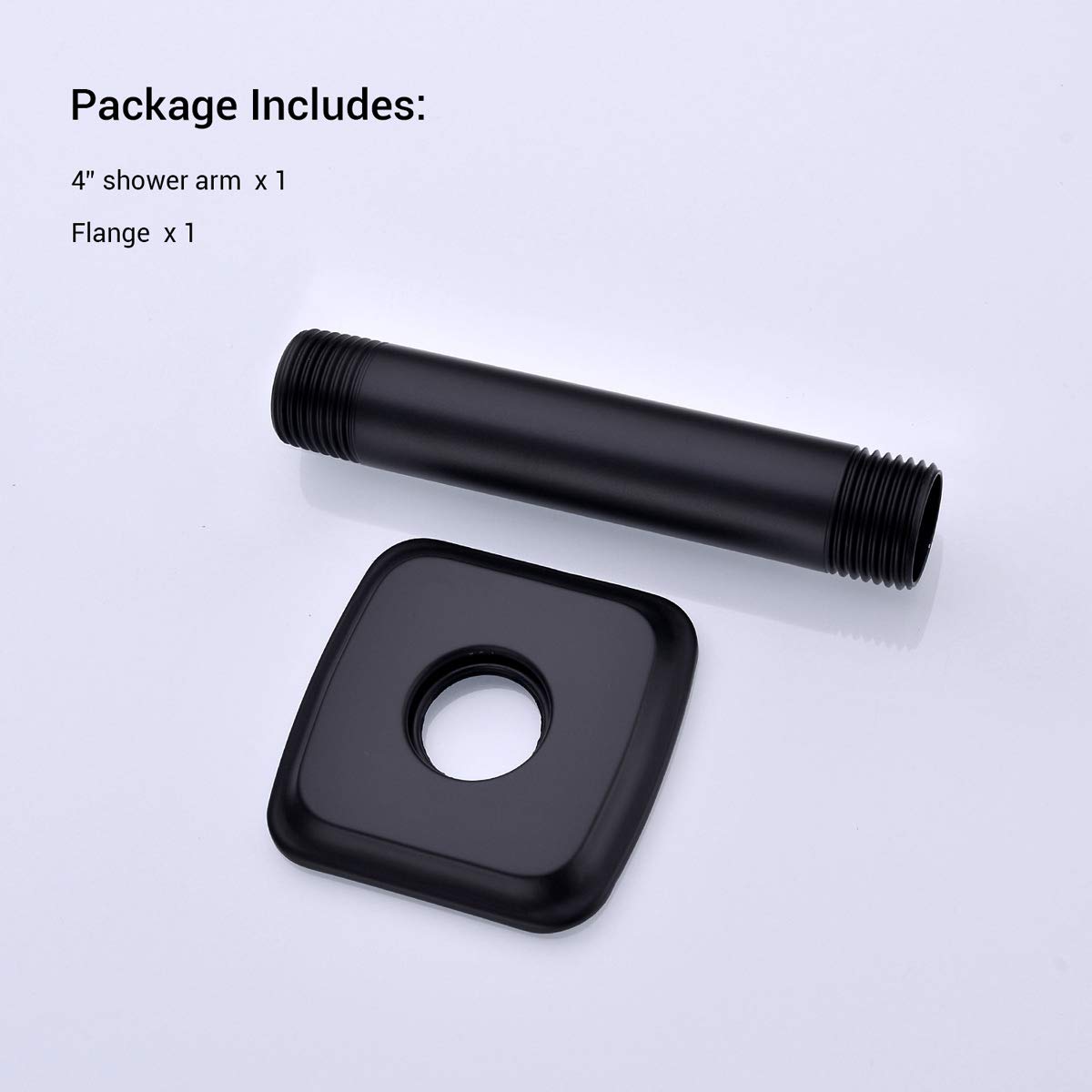 Black Shower Arm with Flange 4 Inches Stainless Steel Ceiling Mounted Extender Arm for Rainfall Shower Head, Matte Black