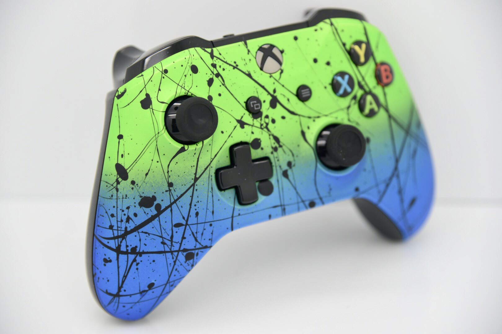 Hand Airbrushed Fade Custom Controller - Compatible with Xbox One (Matte Green & Blue)
