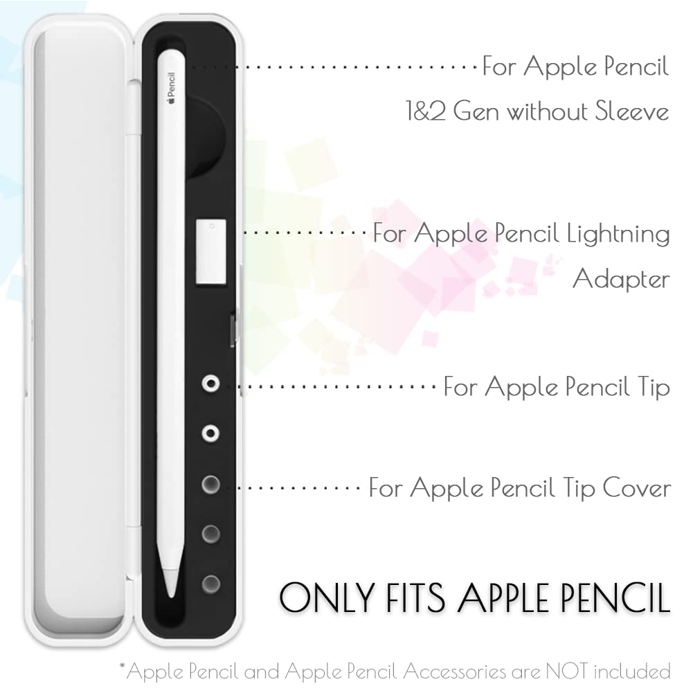 Carrying Case for Apple Pencil 2nd Gen and 1st Generation - Storage Box with Lid - Pen Protective Case for iPad Pencil - Holder Accessories - Shock-Absorption (Black)