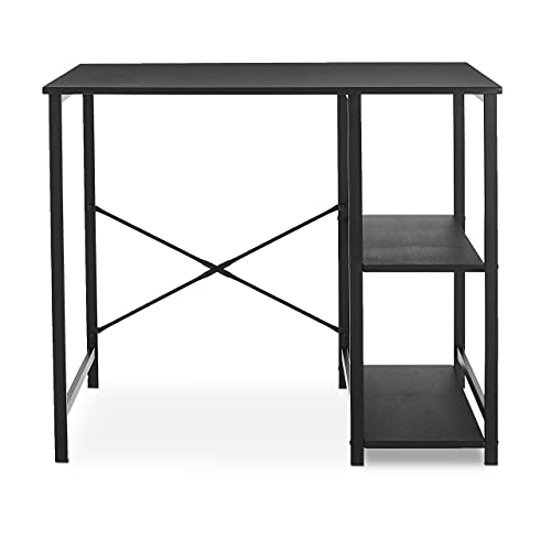 Amazon Basics Classic Home Office Computer Desk with Shelves, 29.5 x 19.6 x 35.5 Inches, Black