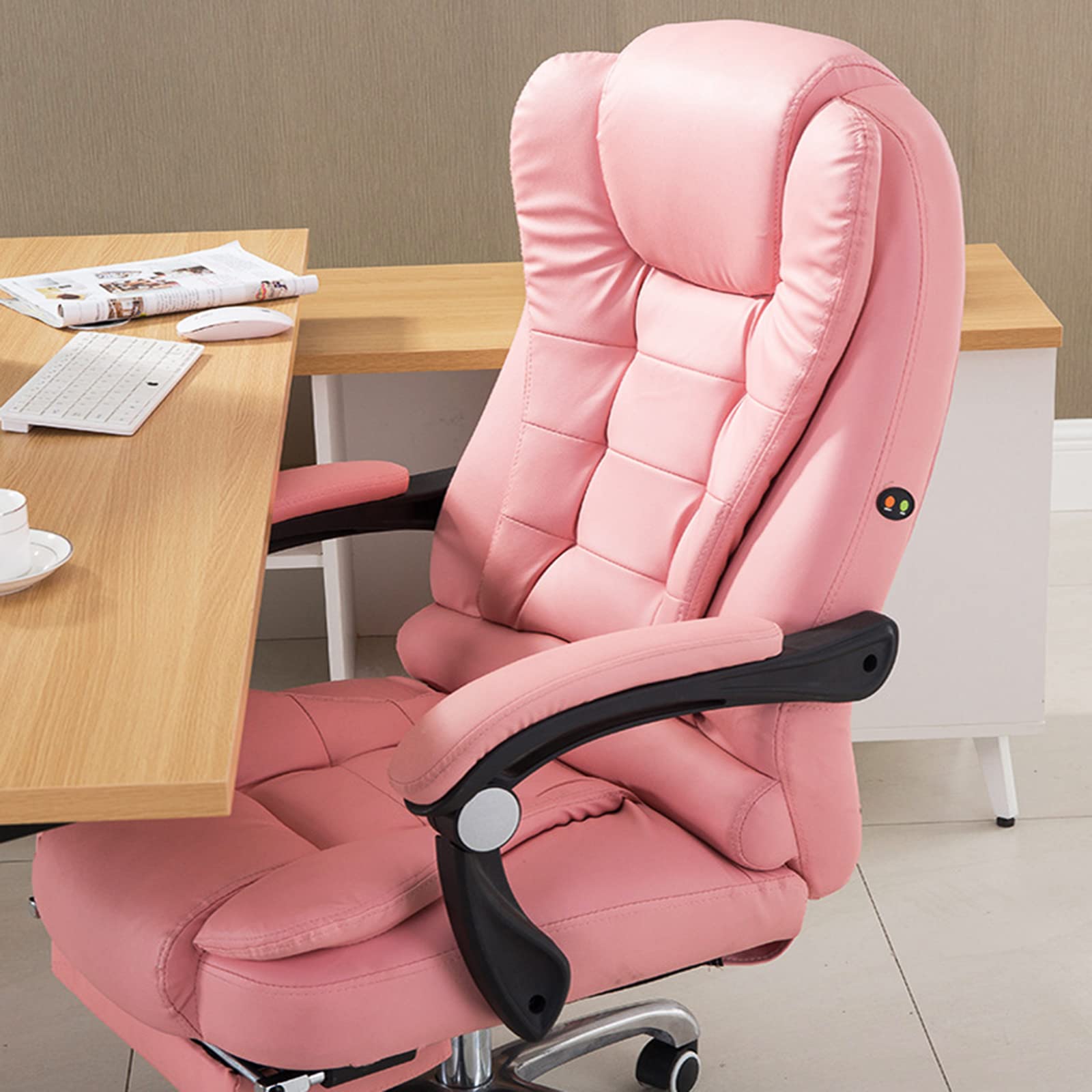 Pink Gaming Chair, Cute Computer Office Chair with footrest Ergonomic Gaming Chair Pink Kawaii Adjustable Swivel Racing Executive Massage Chair with High Backrest Lumbar Support Retractable Footrest