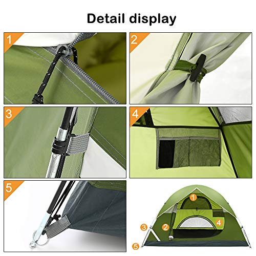 AYAMAYA 2 Person Dome Tent for Camping, Hiking, Fishing - Lightweight, Compact, Easy Setup, Double Layer Mesh Windows for Superior Ventilation