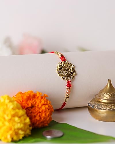 CHERKRAFT Rakhi Thread for Brother Men/Boy - Designer Rakhi with OM Symbol for Rakshabandhan (Pack of 1) (Design 2)