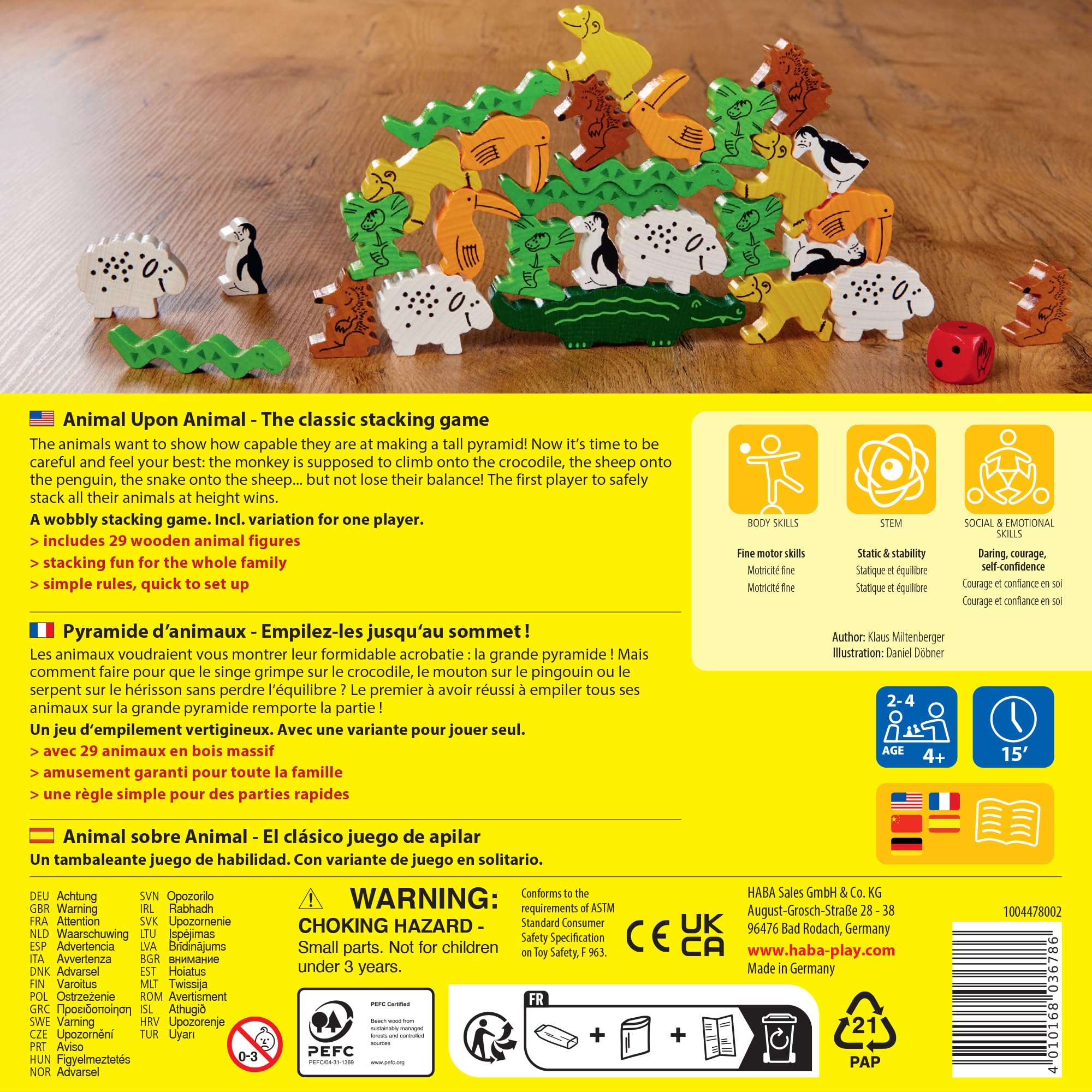 HABA Animal Upon Animal - Classic Wooden Stacking Game Fun for The Whole Family (Made in Germany)