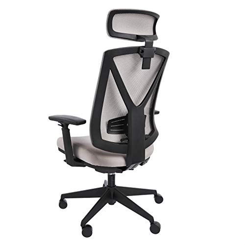 Amazon Basics Ergonomic High-Back Reclining Mesh Office Chair - Fabric Seat with Adjustable Lumbar Support, Gray