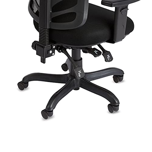 Amazon Basics Ergonomic Mid-Back Mesh Desk/Computer Chair with Adjustable Seat, Armrests, and Lumbar Support, Black, 21.26" x 25.59" x 39.17"