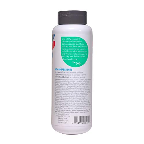 SoCozy Kids Swim 3-in-1 Shampoo, Conditioner & Body Wash - 3-in-1 Combo Pool Shampoo & Conditioner for Swimmers - Salt & Chlorine Removing Activated Charcoal