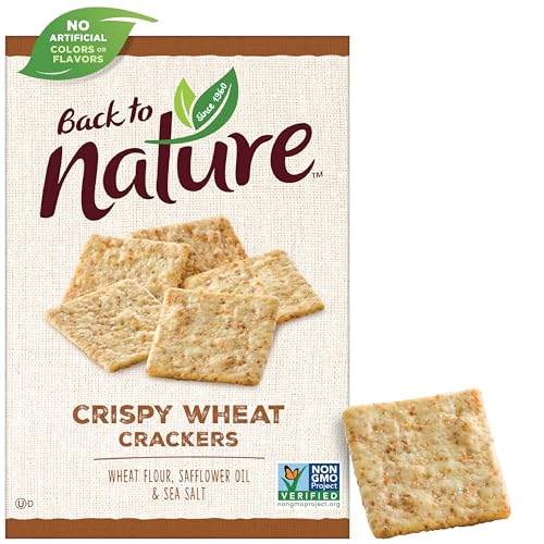 Back to Nature Crispy Wheat Crackers - Dairy Free, Non-GMO, Made with Wheat Flour & Sea Salt, Delicious & Quality Snacks, 8 Ounce