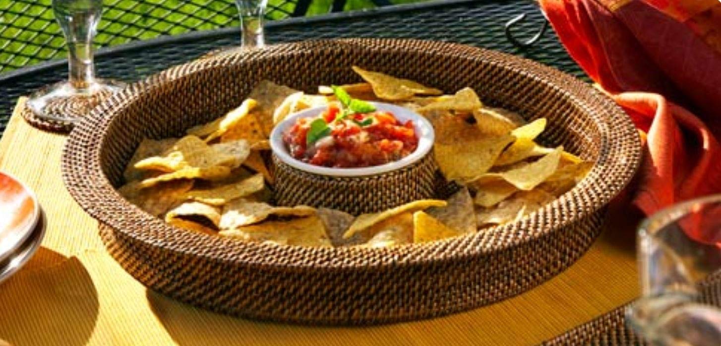 Calaisio, Large 16" Chip & Dip Serving Tray with Removable Glass Insert