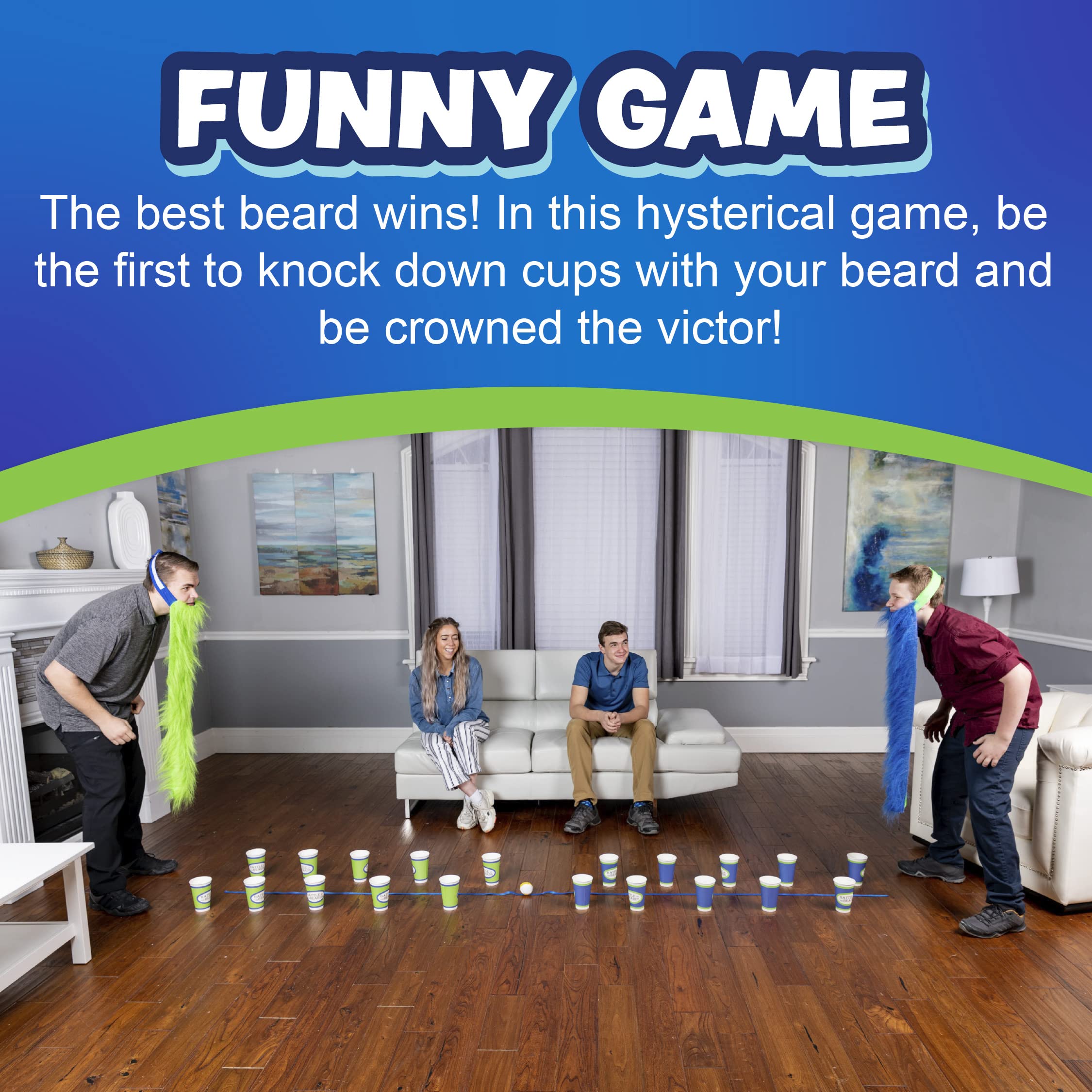 Squirrel Products Battle of The Beards Funny Party Game, White Elephant Minute to Win It Game for Kids & Adults, Family Game Night Activity for Ages 6+
