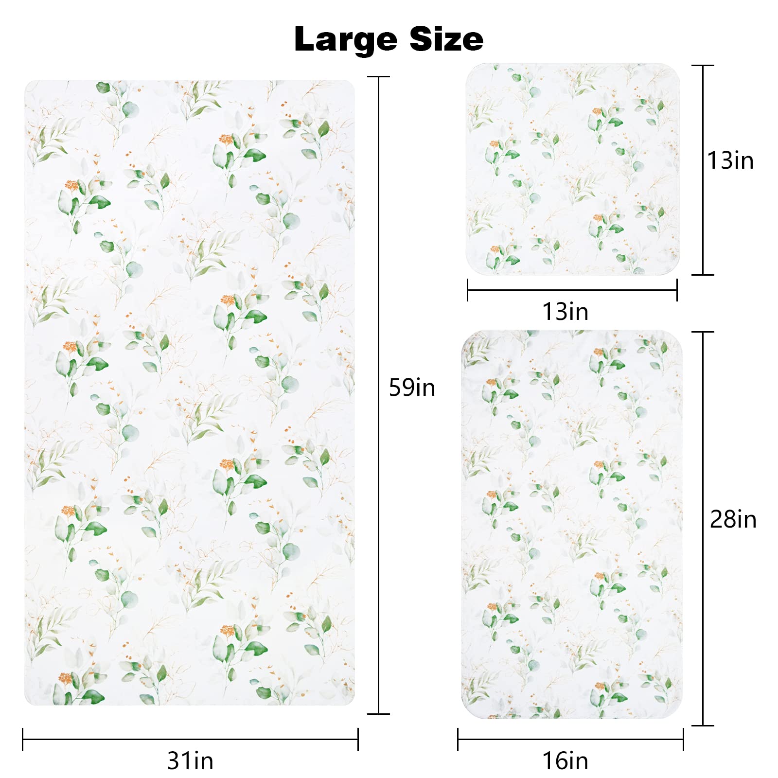 ASPMIZ 3 Pcs Towel Set with Beach Towels Oversized Clearance, Hand Towel, Dish Towel, Absorbent Microfiber Beach Towels for Adults, Summer Green Leaf Large Beach Bath Towel Quick Dry, 31x 59 Inch