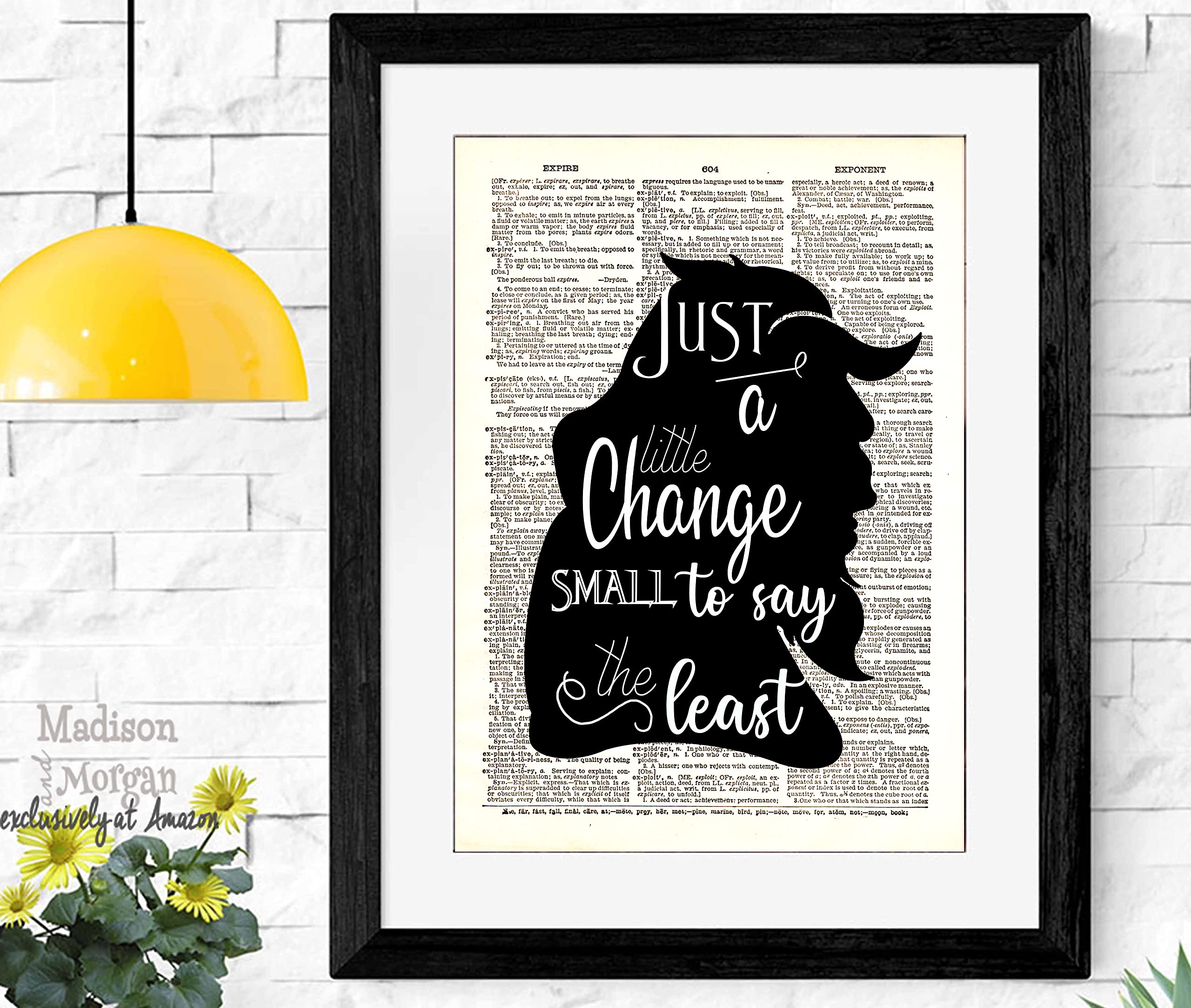 Beauty and the Beast - Cogsworth Decor - 4 piece set - Belle Quote - Dictionary Art Print Quotes and Sayings Print - UNFRAMED 8 X 10 inches