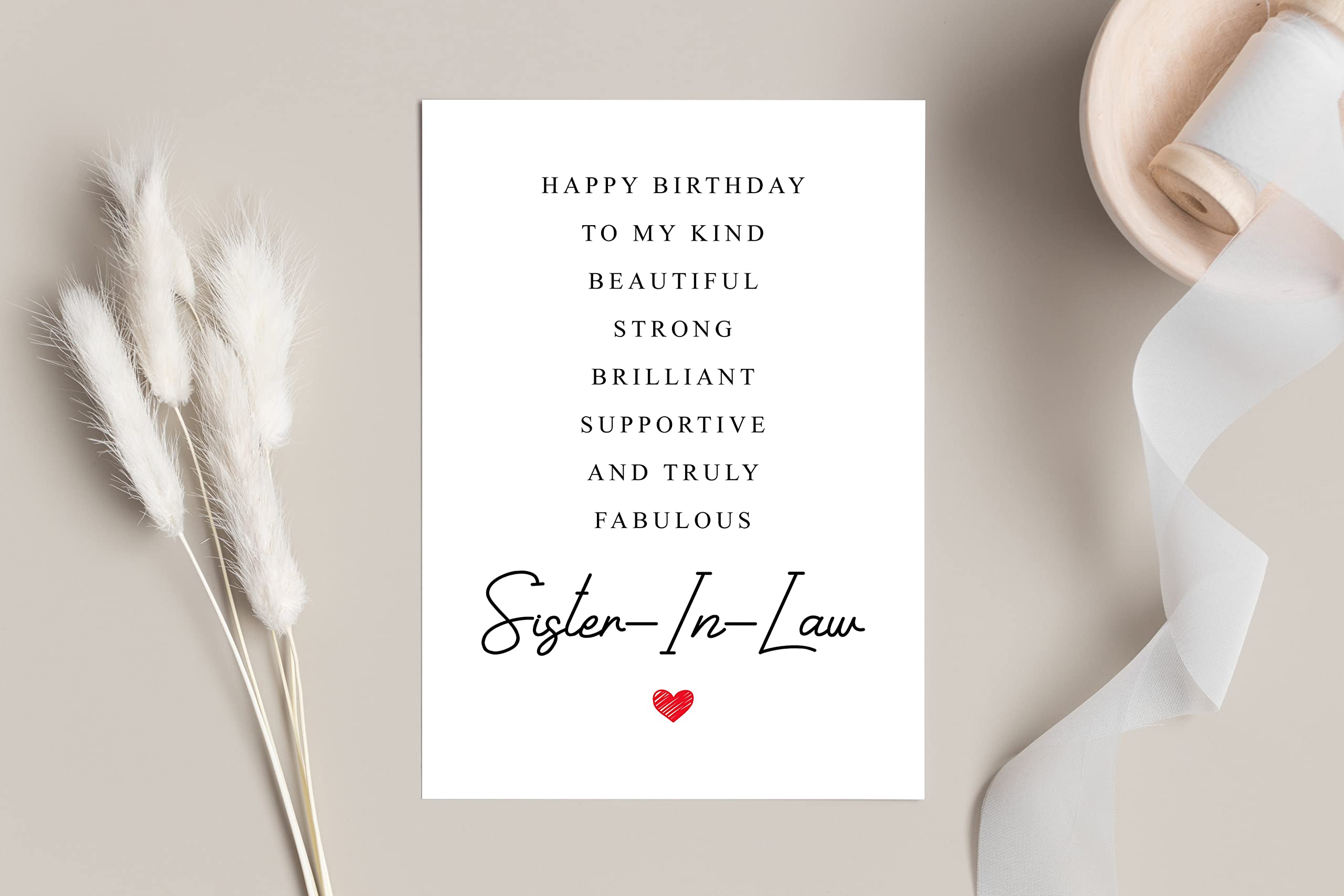 Sister-In-Law Birthday Card - Premium Smooth Heavy Cardstock - Blank Inside for Personal Message - Includes Envelope