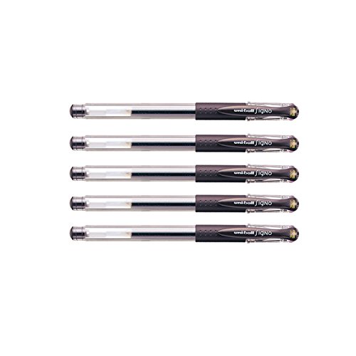 uni Gel Ballpoint Pen Ball Signo Extra Fine 0.38mm, Brown Black 5pcs