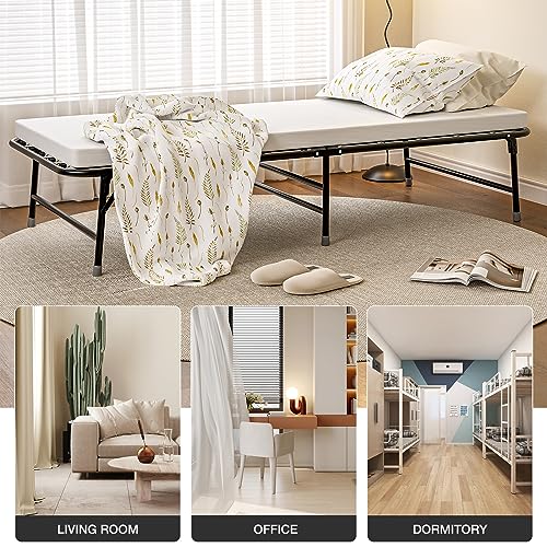 Apelila Rollaway Bed, Folding Bed Folding Guest Bed with Memory Foam Mattress Portable (U Shaped Leg)