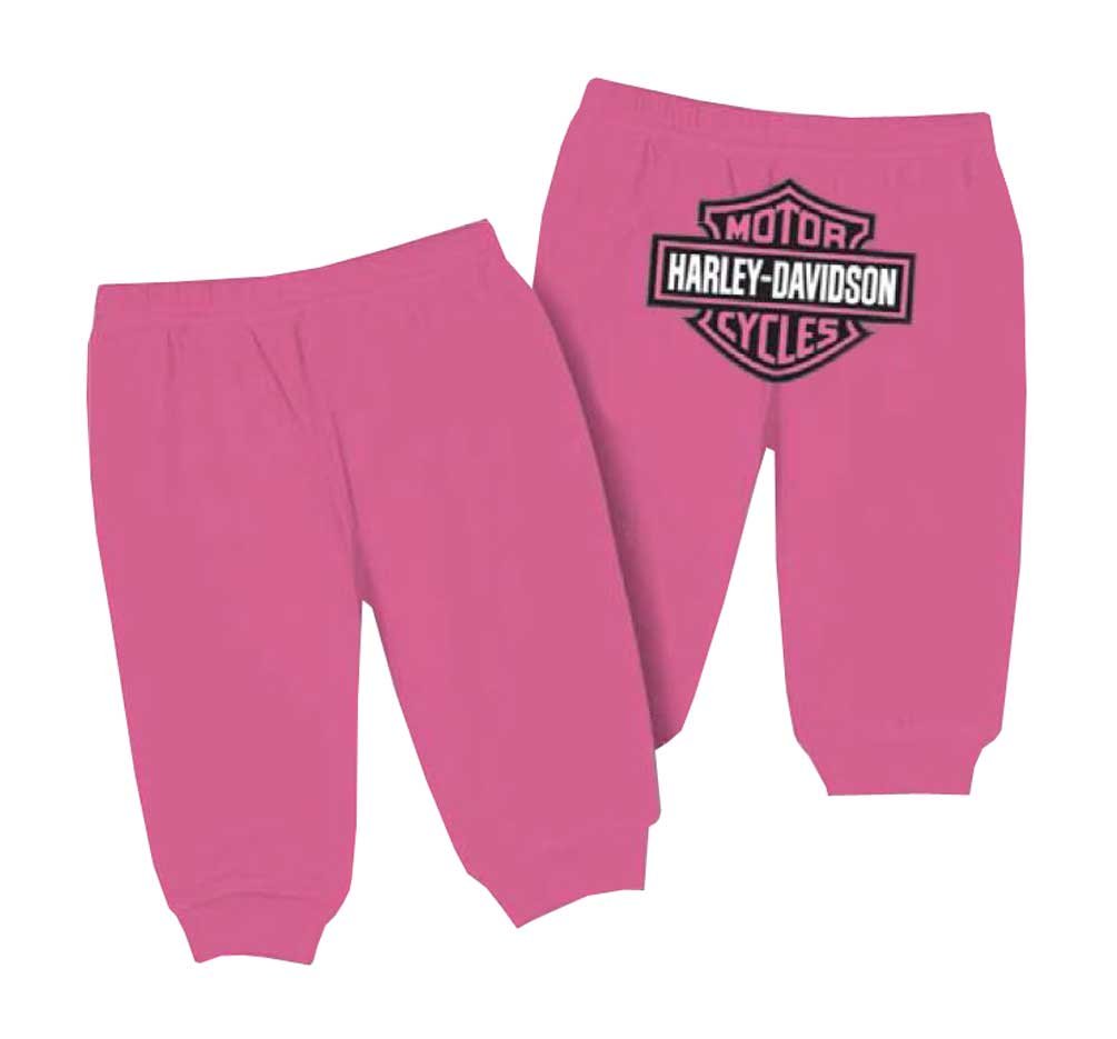 Harley-Davidson Baby Girls' Glitter Bar & Shield Pants, Pink 4000603 (12M)