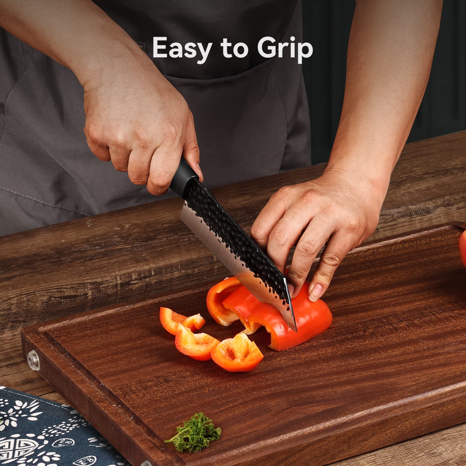 Bfonder 11pcs Kitchen Knife Set Knife Block Set with Sharpener Black, Japanese Knife Set with Block Stainless Steel Knives with Stylish Modern Acrylic Stand