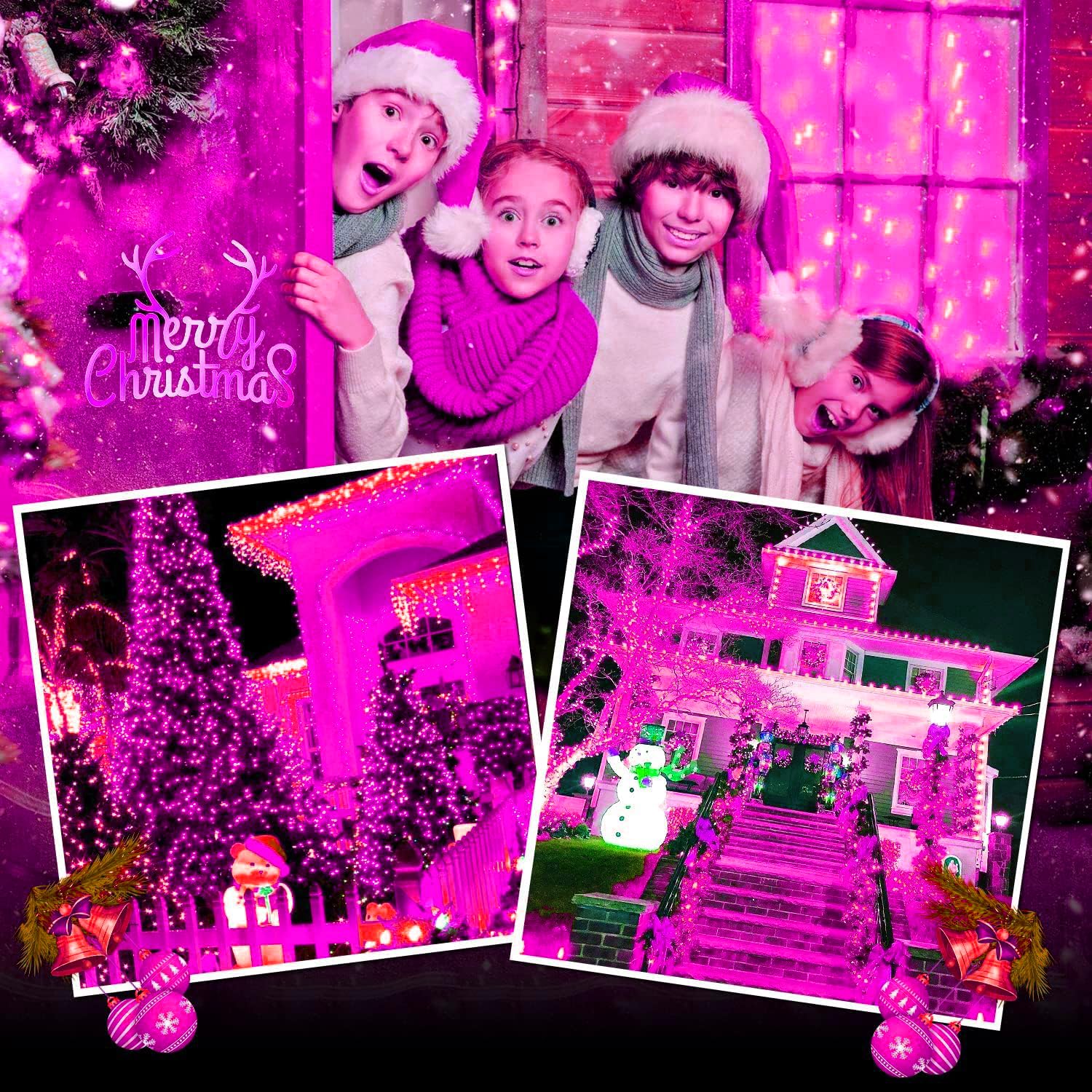 FULLBELL Valentines Day Decorations Pink Lights Cherry Blossom Lights Flower String Lights 33 Feet 100LED 8 Modes Wedding Party Indoor Flower Lights Bedroom Birthday Pink Room Decor (Pink)
