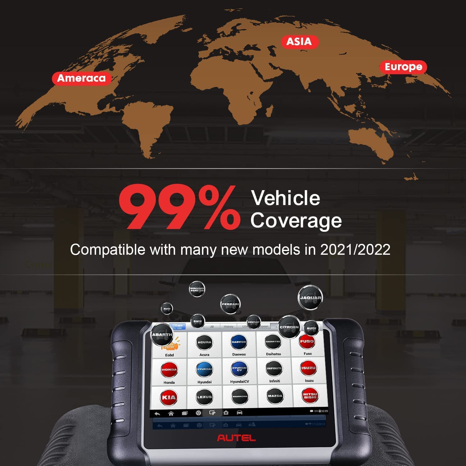 Autel Scanner MaxiDAS DS808 Kit: Bidirectional Scan Tool with ECU Coding, All System OBD2 Scanner with 31+ Service, Upgrade Ver. of MK808S MP808, Same As MaxiSYS MS906, FCA AutoAuth, Work with MV108S