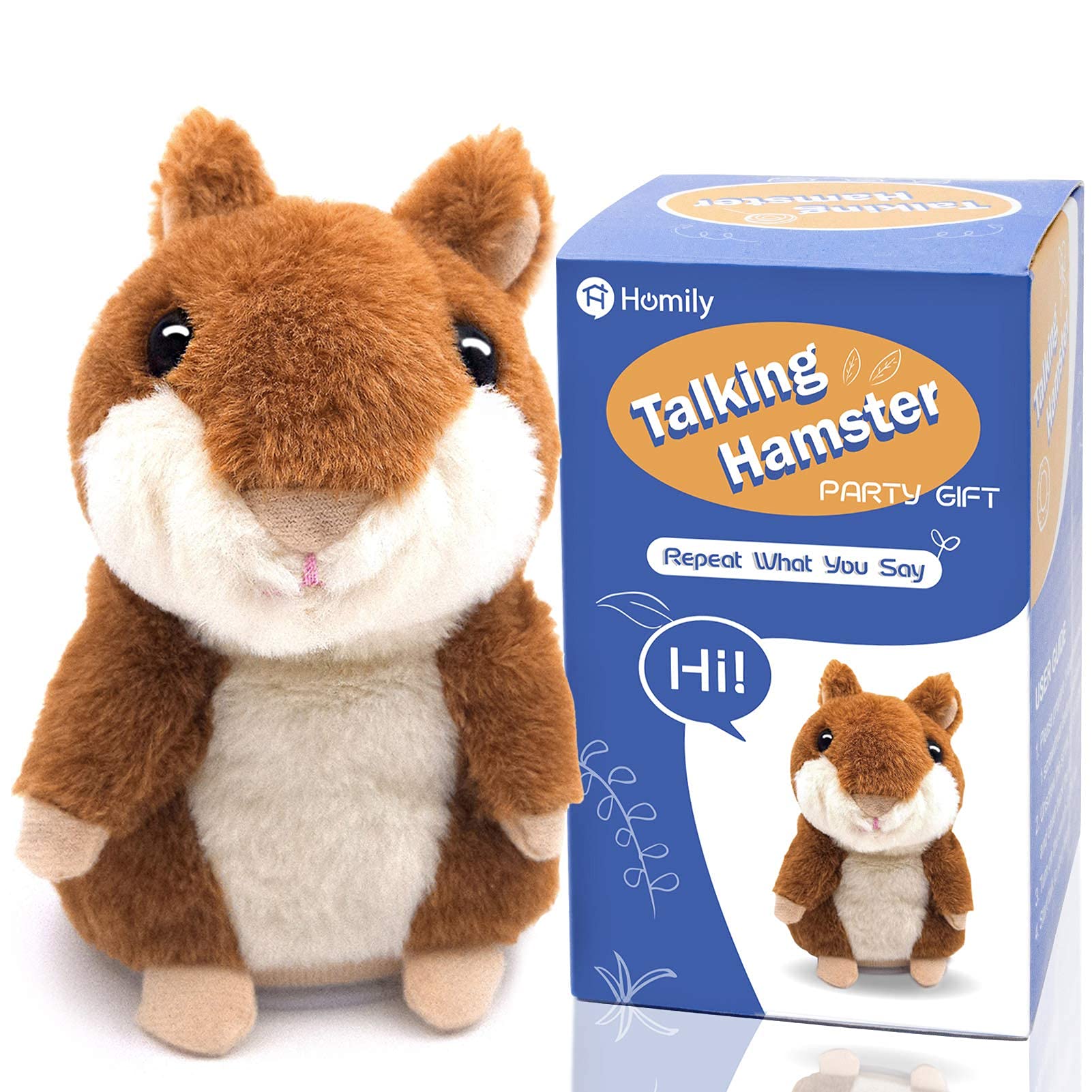 Homily Talking Hamster, Repeats What You Say Plush Animal Toy Electronic Hamster Mouse for Boys, Girls & Baby Gift