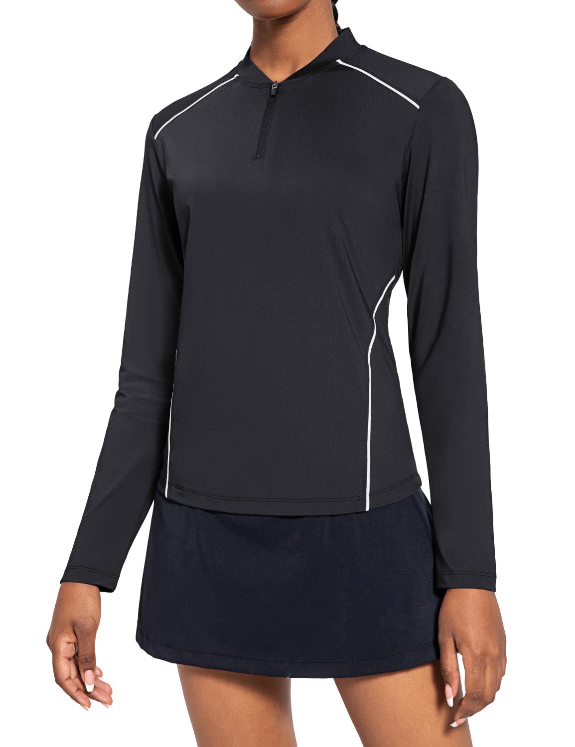 BALEAF Women's Tennis Shirts Golf Shirts Long Sleeve Moisture Wicking 1/4 Zip UPF50+ Active Tops Mist Purple M
