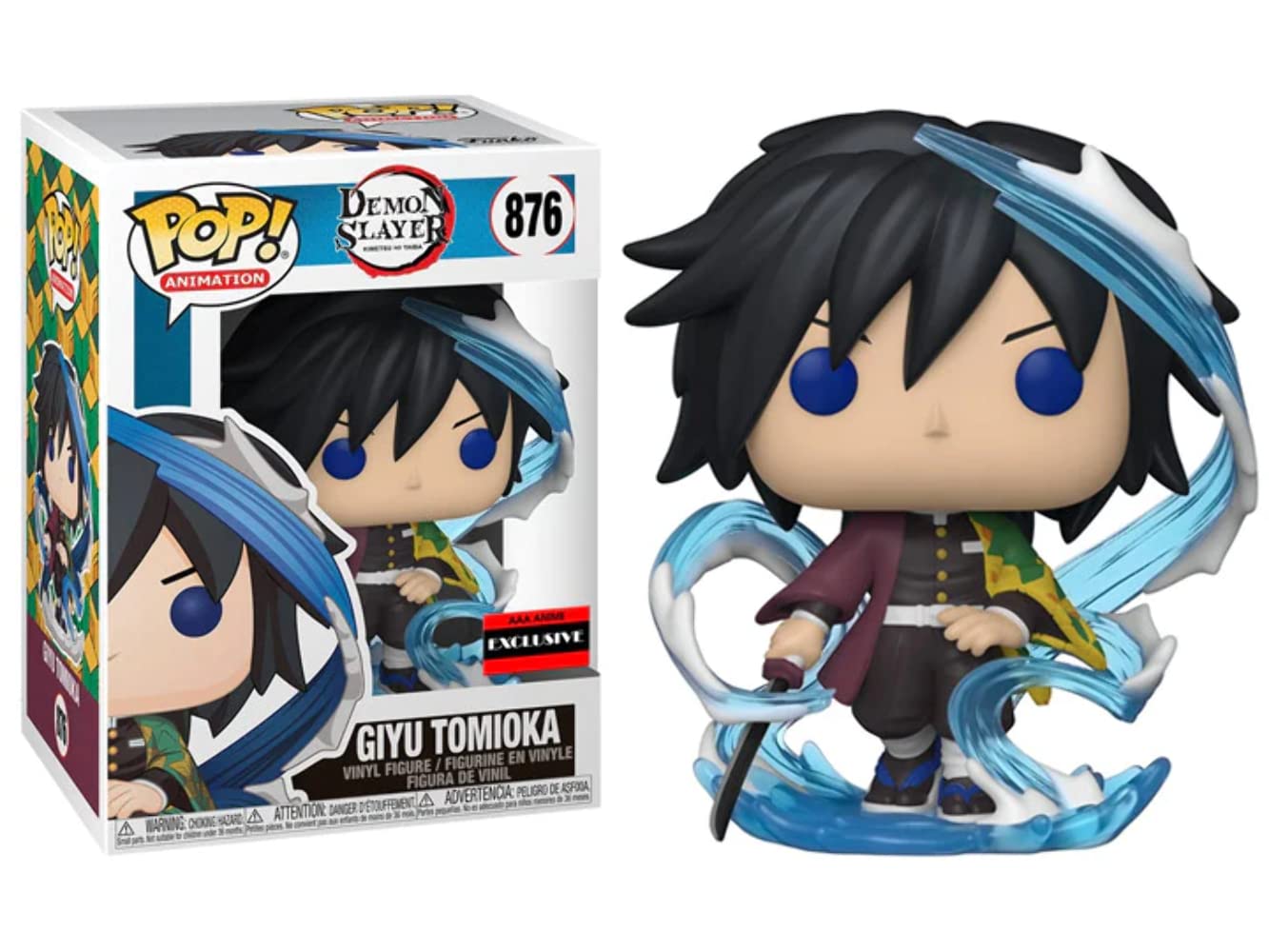 POP Demon Slayer - Giyu Tomioka Funko (AAA Anime Exclusive) Vinyl Figure (Bundled with Compatible Box Protector Case), Multicolor, 3.75 inches