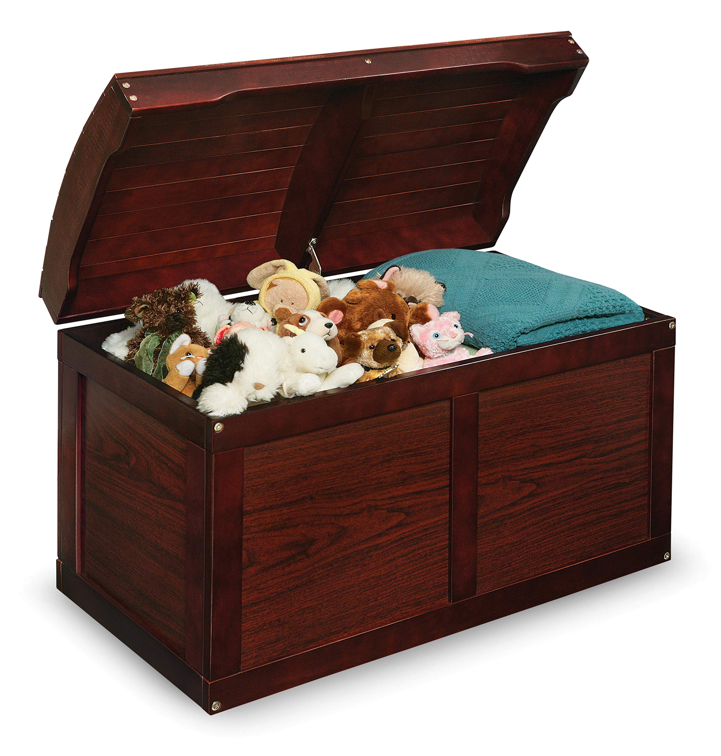 Badger Basket Kid's Hardwood Barrel Top Toy Box Storage Chest with Safety Hinge - Cherry