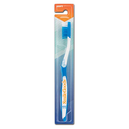 SmileGoods A351 Toothbrush, 35 Tuft, Soft Bristle, Individually Packaged Toothbrushes, Assorted Colors, Bulk Pack of 72