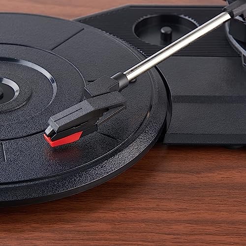 Amazon Basics Turntable Record Player with Built-in Speakers and Bluetooth, Desktop, Black