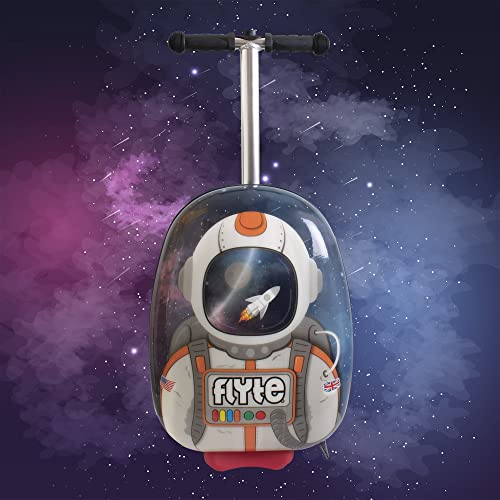 FLYTE Scooter Suitcase Folding Kids Luggage β Sammie the Spaceman, 18 Inch Hardshell, Ride On with Wheels, 2-in-1, 25 Litre Capacity