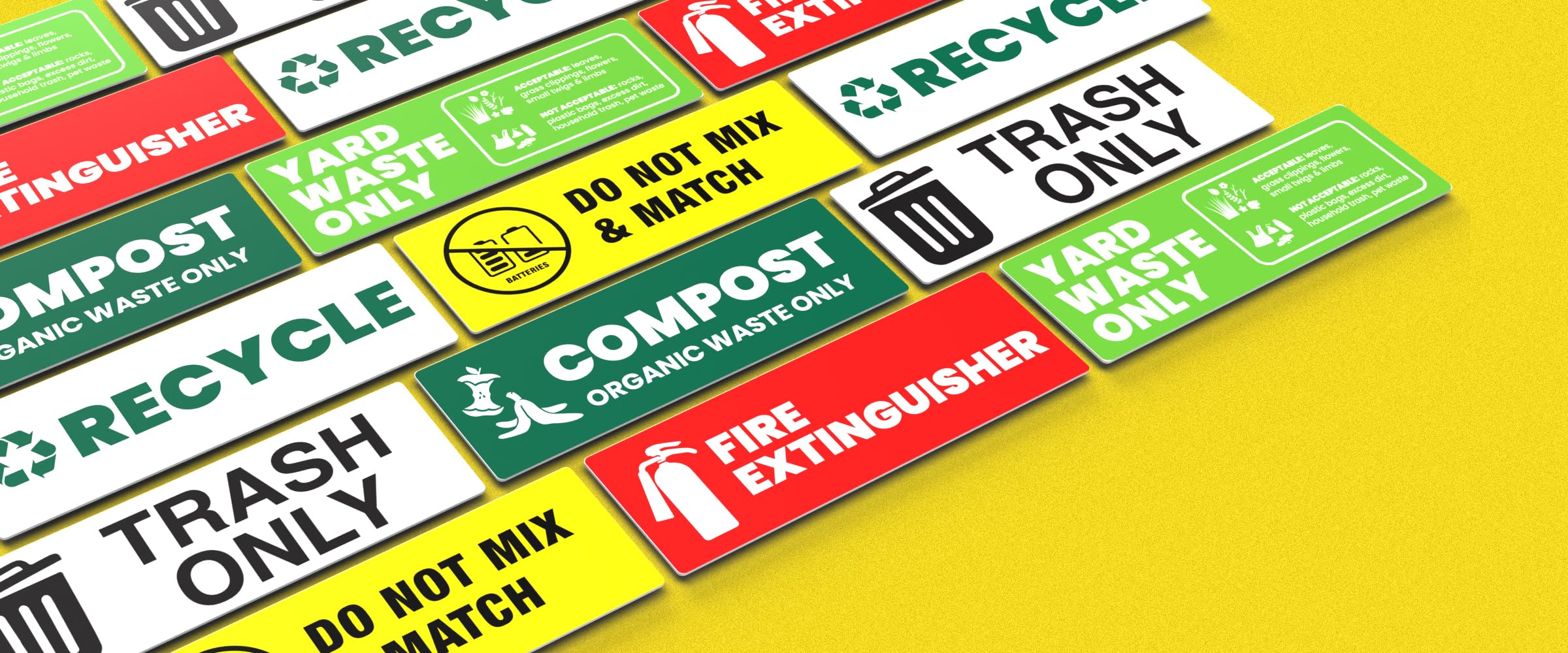 Trash Sticker for Outdoor Trash Can, Garbage Can - 3-5 Year Indoor/Outdoor Rated - Heavy Duty, Weather Proof, Ultra Durable - USA Made (6x2 inch), 4 Labels