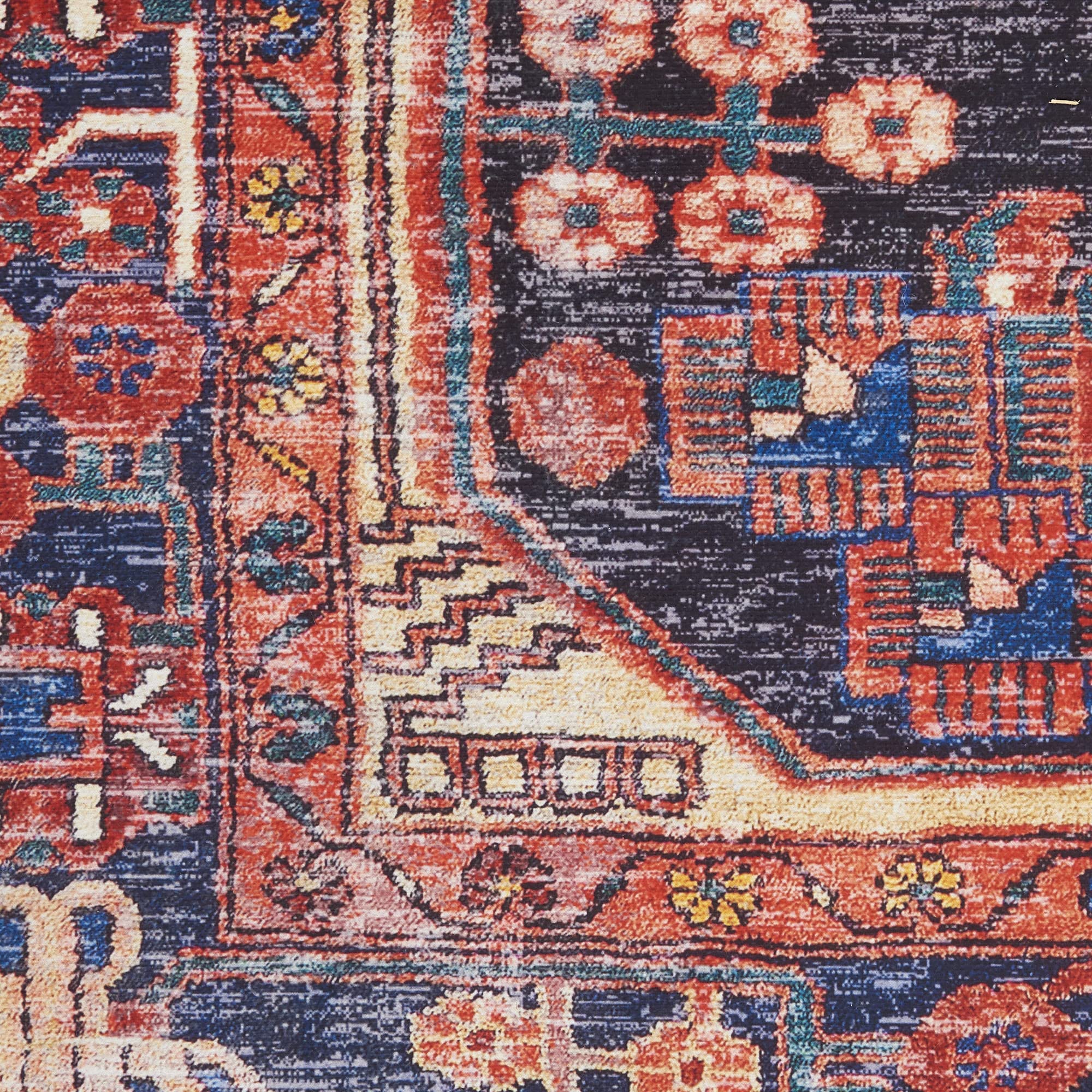 Nourison Fulton Traditional Red 5' x 7' Area Rug, Easy-Cleaning, Non Shedding, Bed Room, Living Room, Dining Room, Kitchen (5x7)